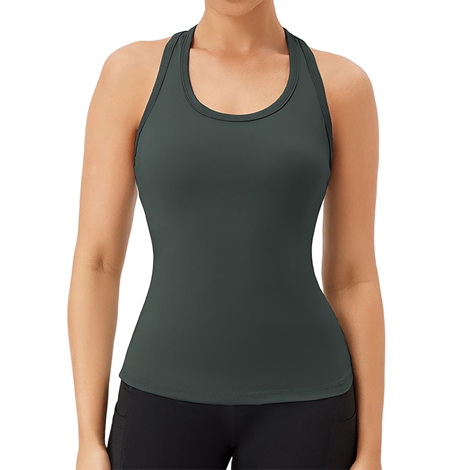 Fgnfyis Vest Tops for Women Solid Color Sleeveless Sports Vest Yoga ...