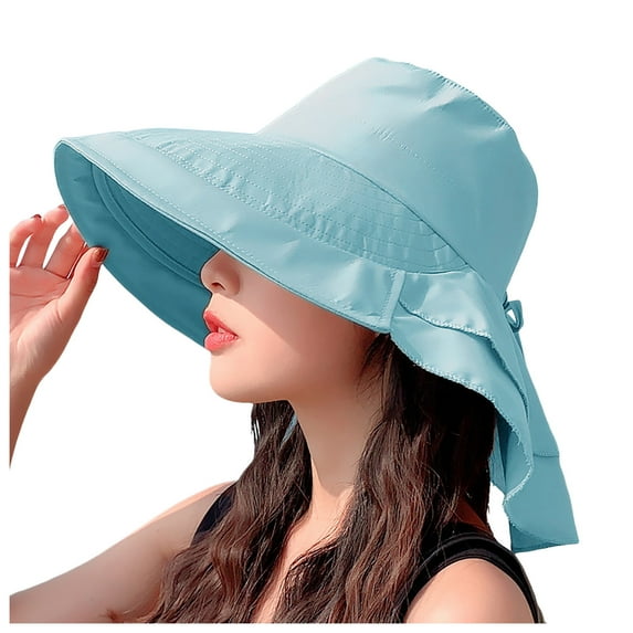 Fgnfyis Wide Brim Ponytail Adjustable Beach Hat Sun Hat for Summer ...