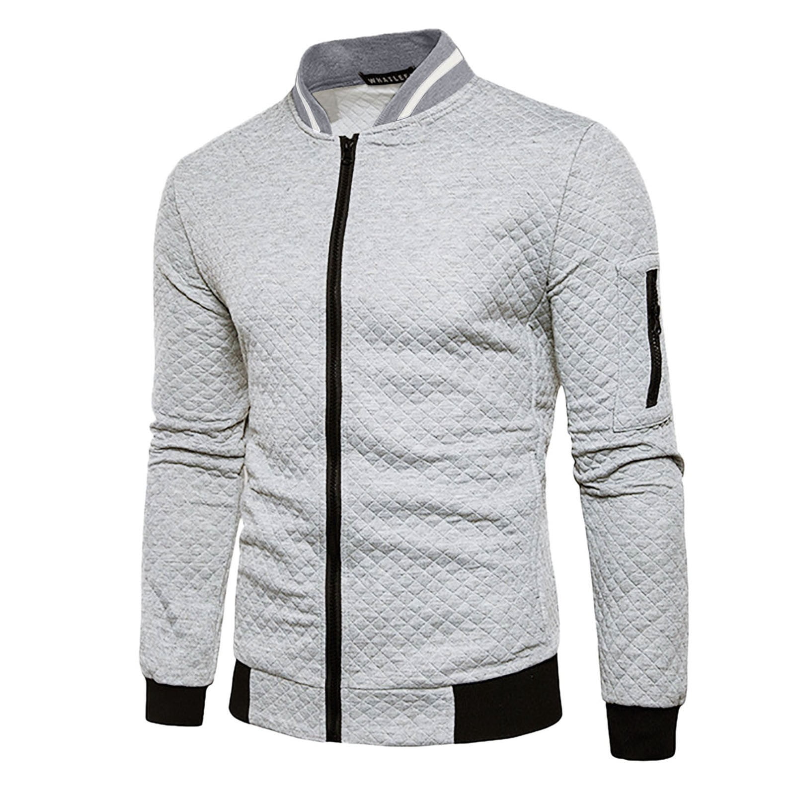 Fgnfyis Winter Coats for Men Small Square Zipper Cardigan Stand Collar ...
