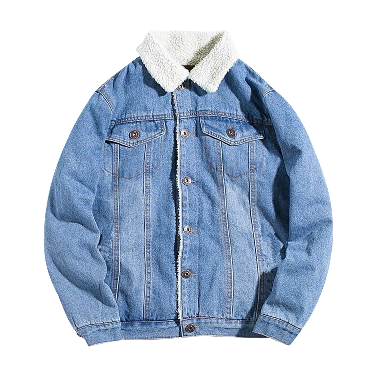 Fgnfyis Winter Jackets for Men Lined Denim Jacket Trucker Jean Jacket ...