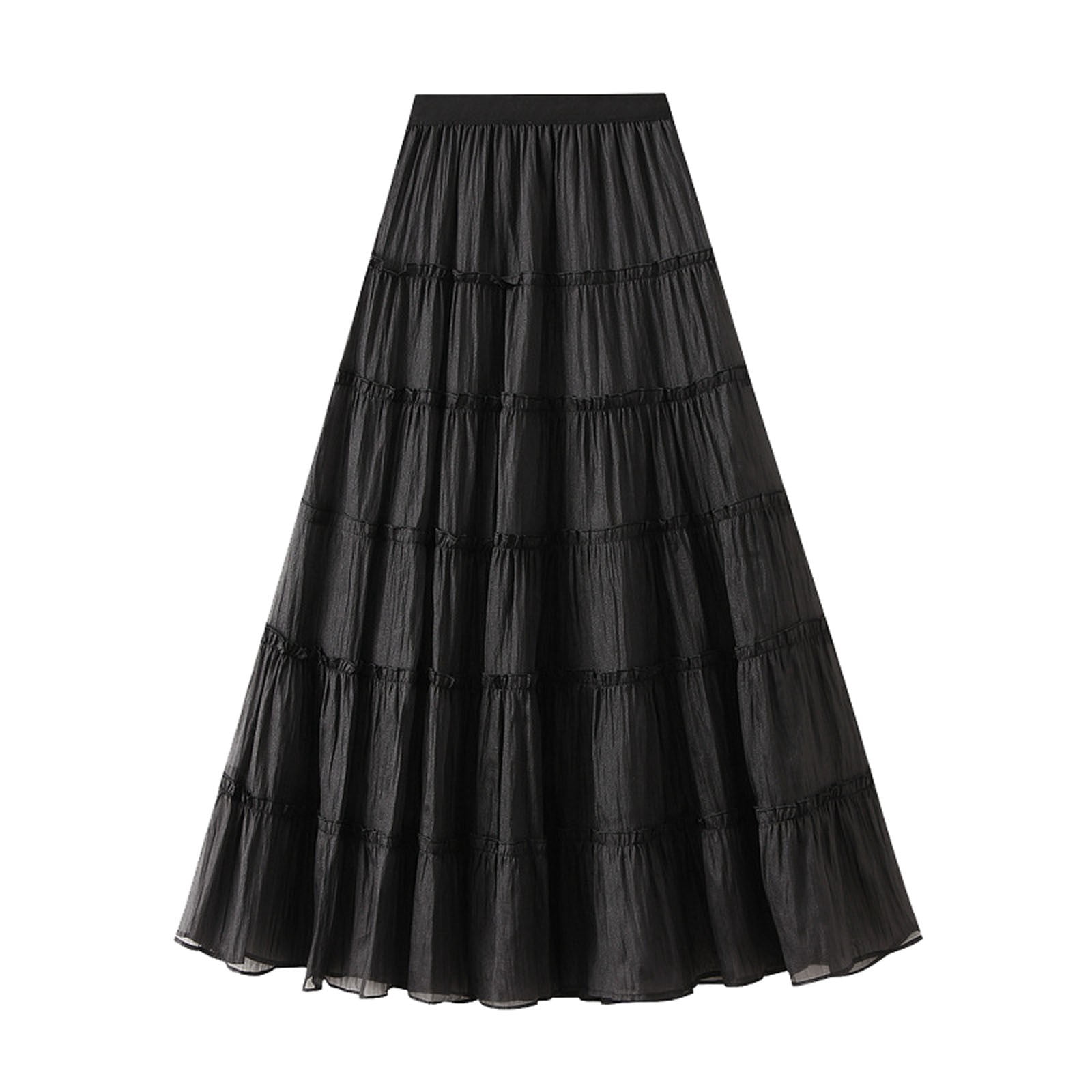 Fgnfyis Women's Long Mesh Skirt Summer Casual Maxi Skirt with Sheer ...