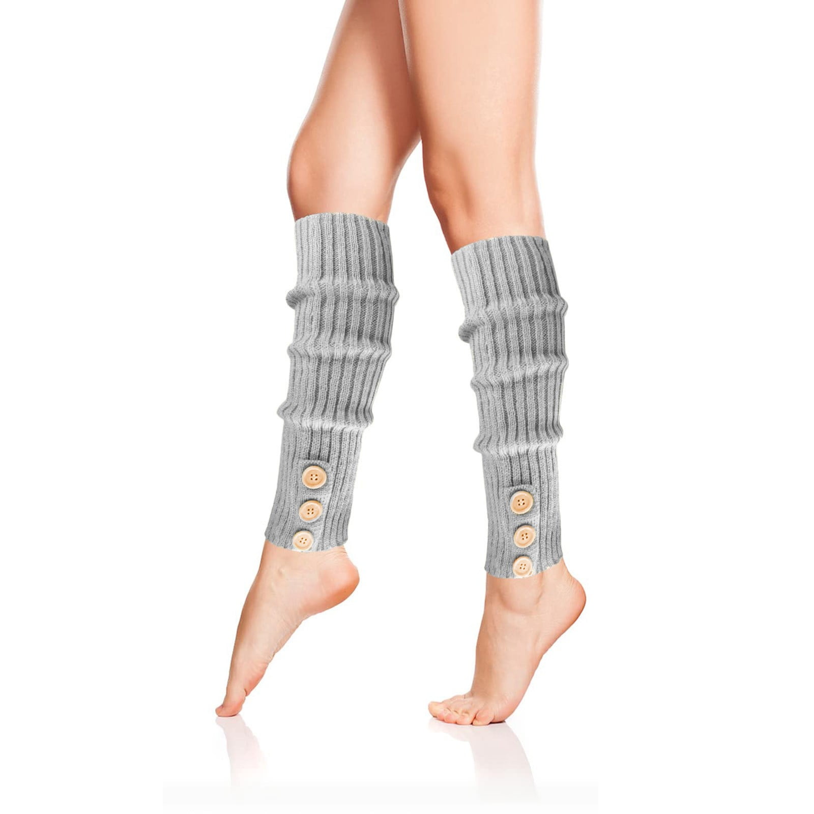 Fgnfyis Women's Ribbed Knit Long Leg Warmers Boot Socks With Decorative ...
