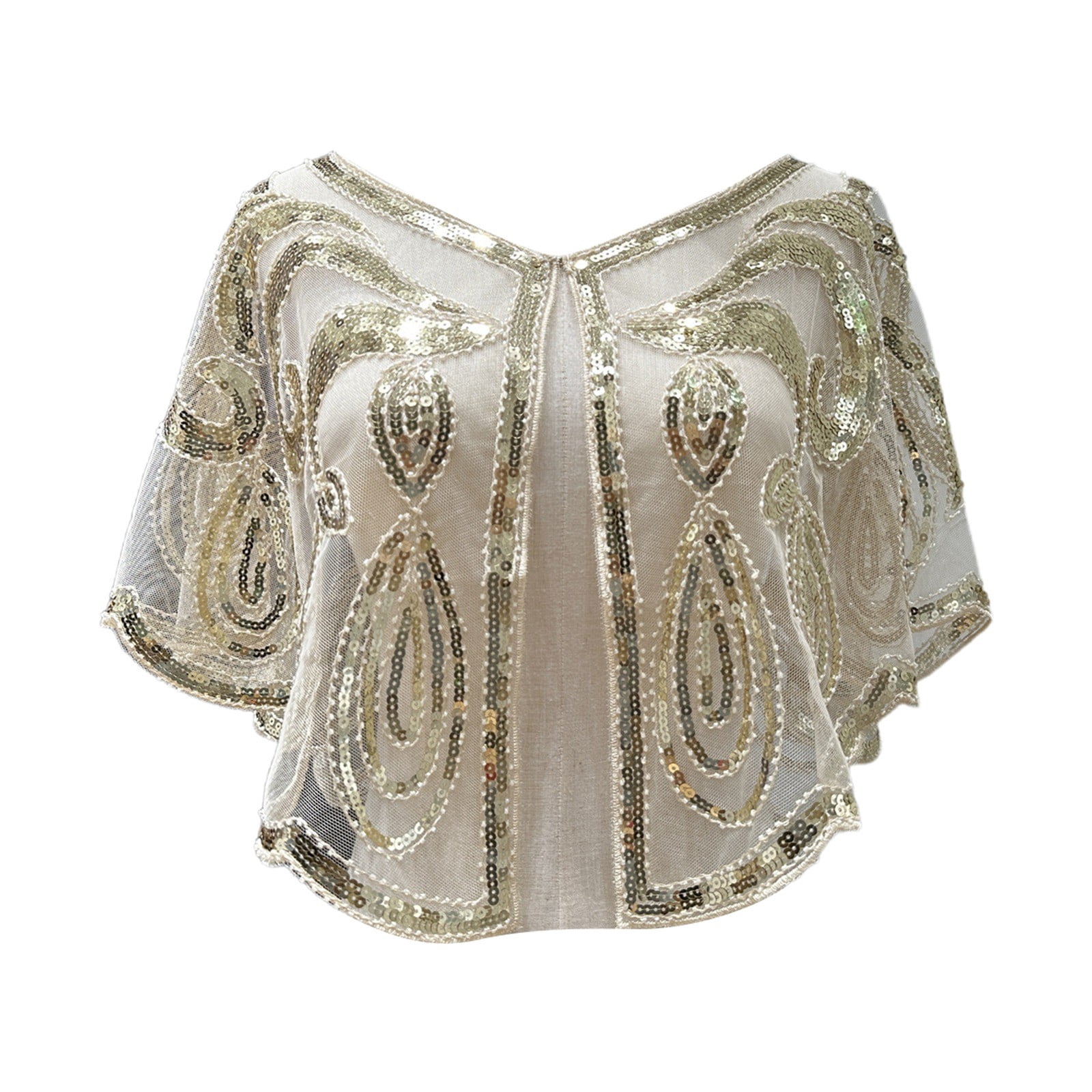 Fgnfyis Womens 1920s Flapper Shawl Sequin Beaded Cover up for Evening ...