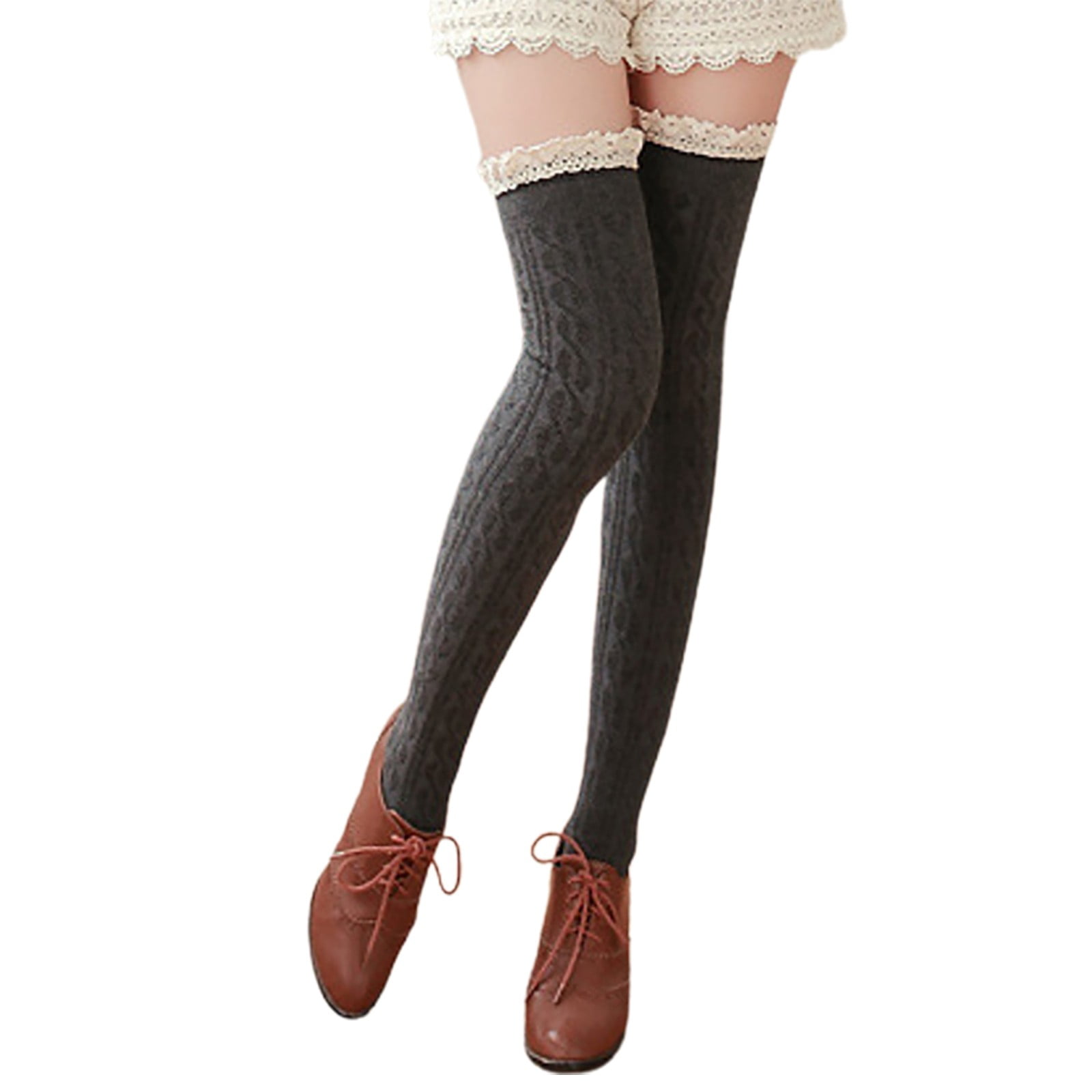 Fgnfyis Womens High Socks Opaque Lace Thigh High Stockings Crochet ...