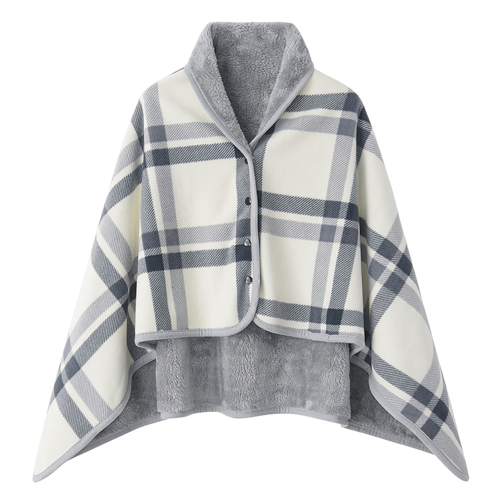 Fgnfyis Womens Plaid Poncho Cape Wrap Wool Blend Wearable Blanket Soft ...