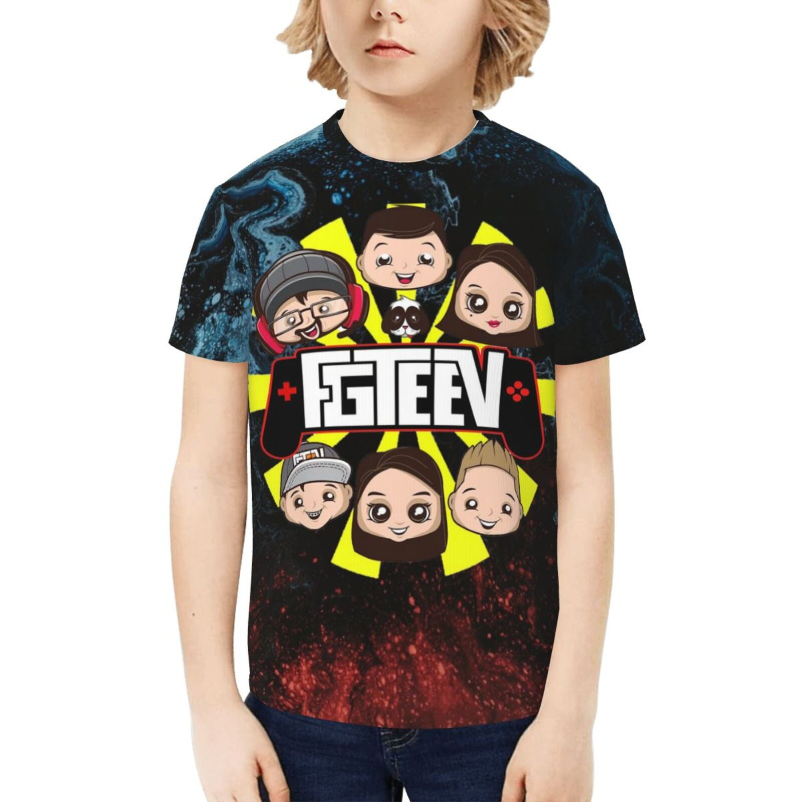 Fgteev Game Youth Kids Fashion T-Shirt Graphic Short Sleeve Shirt Tees ...