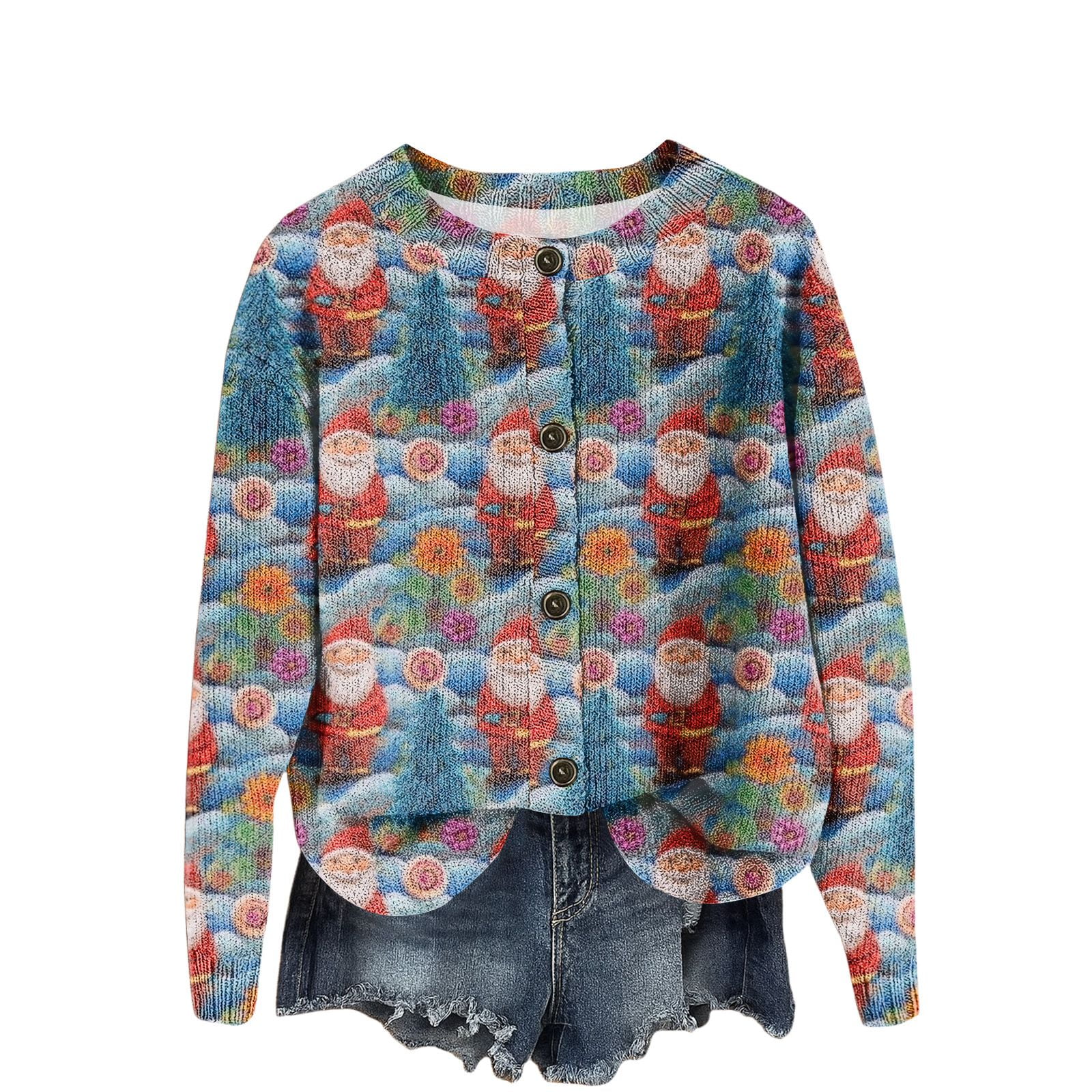 Fgvctg Christmas Cardigan Sweaters for Women Casual Long Sleeve ...