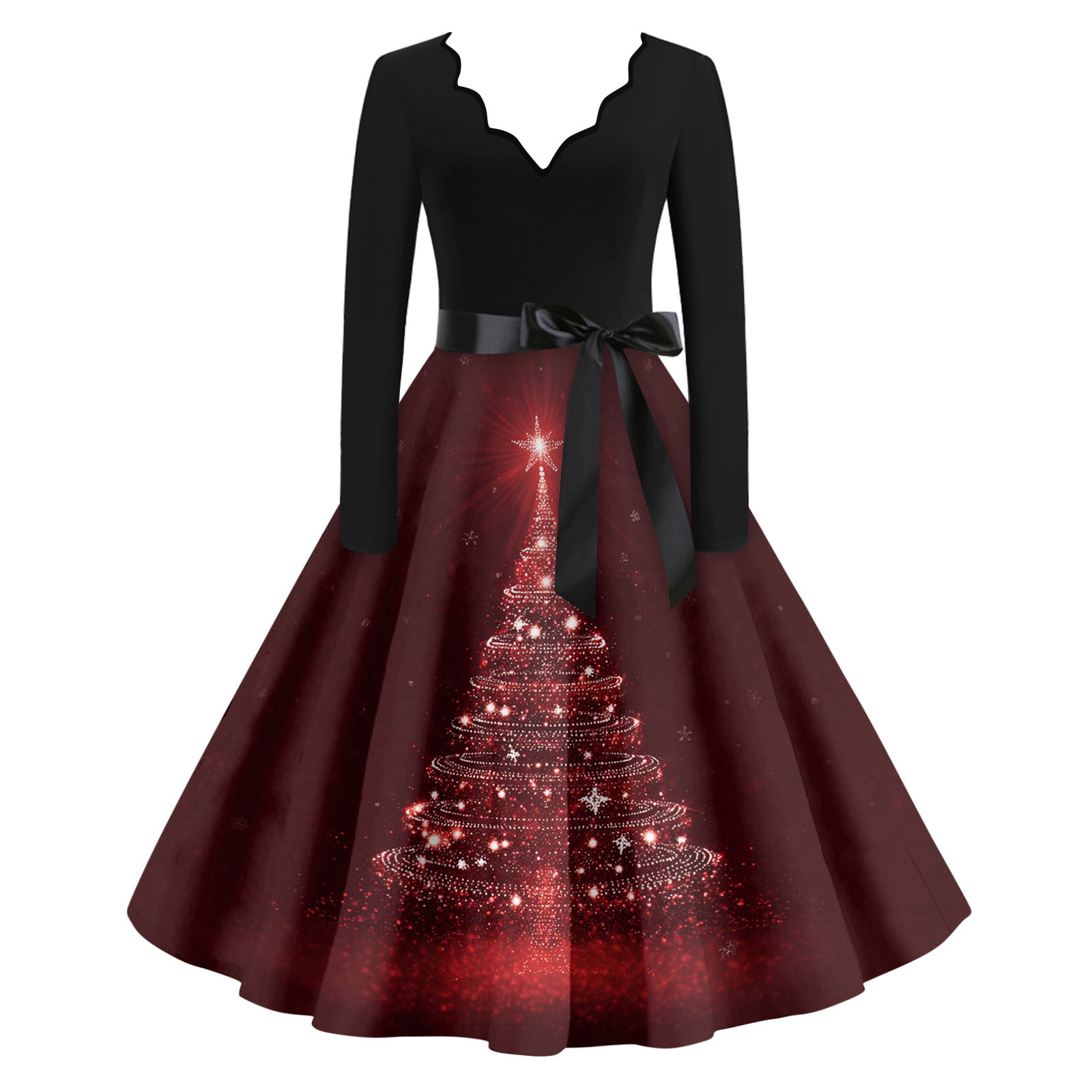 Fgvctg Christmas Cocktail Dresses for Women Tree Snowflake Graphic ...