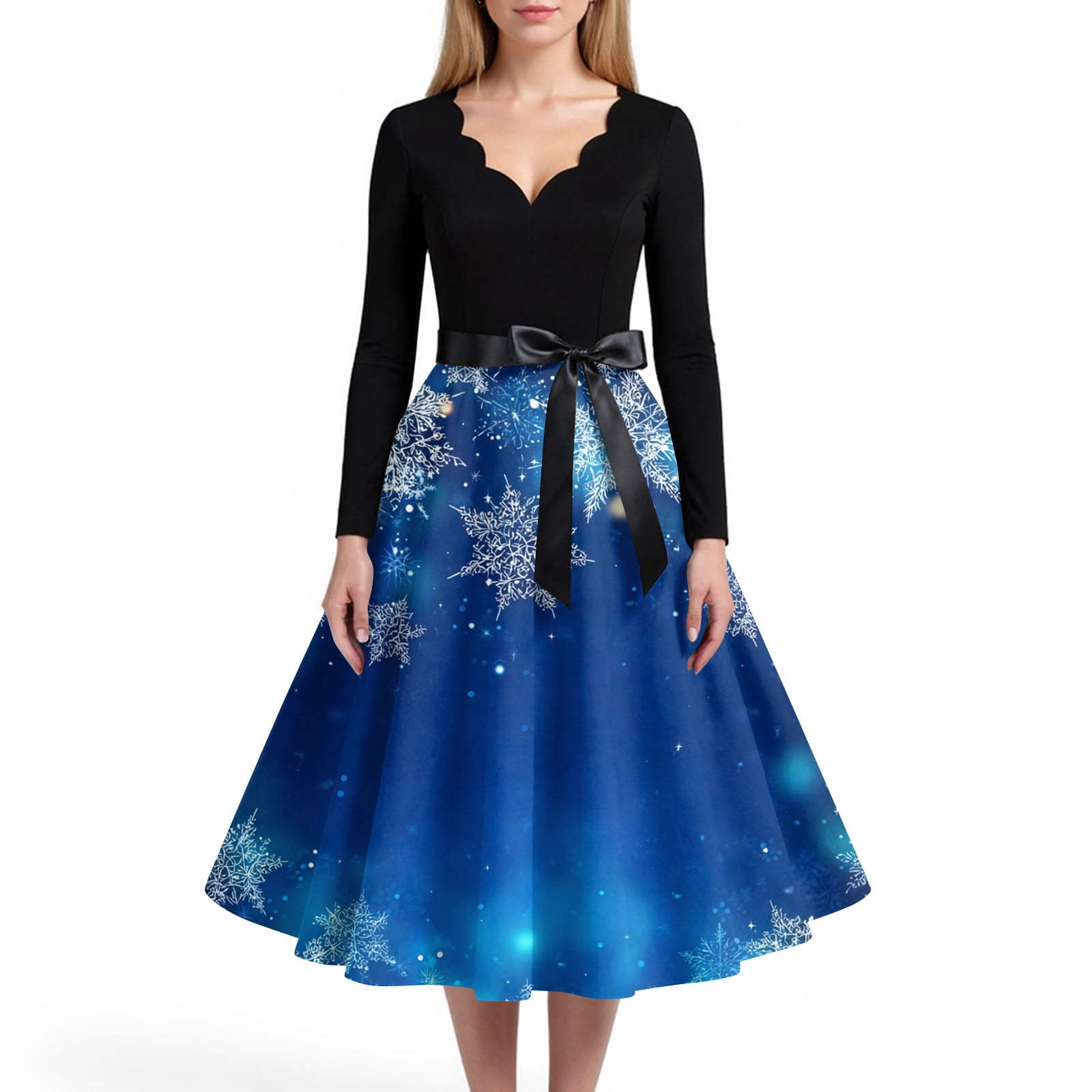 Fgvctg Christmas Cocktail Dresses for Women Tree Snowflake Print ...