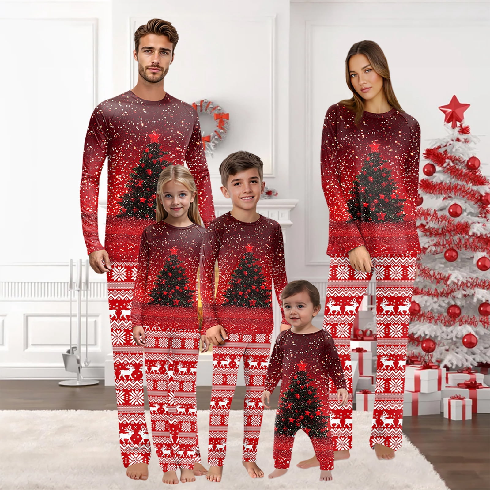 Fgvctg Christmas Family Matching Pajama Set Long Sleeve Couple Pajama ...