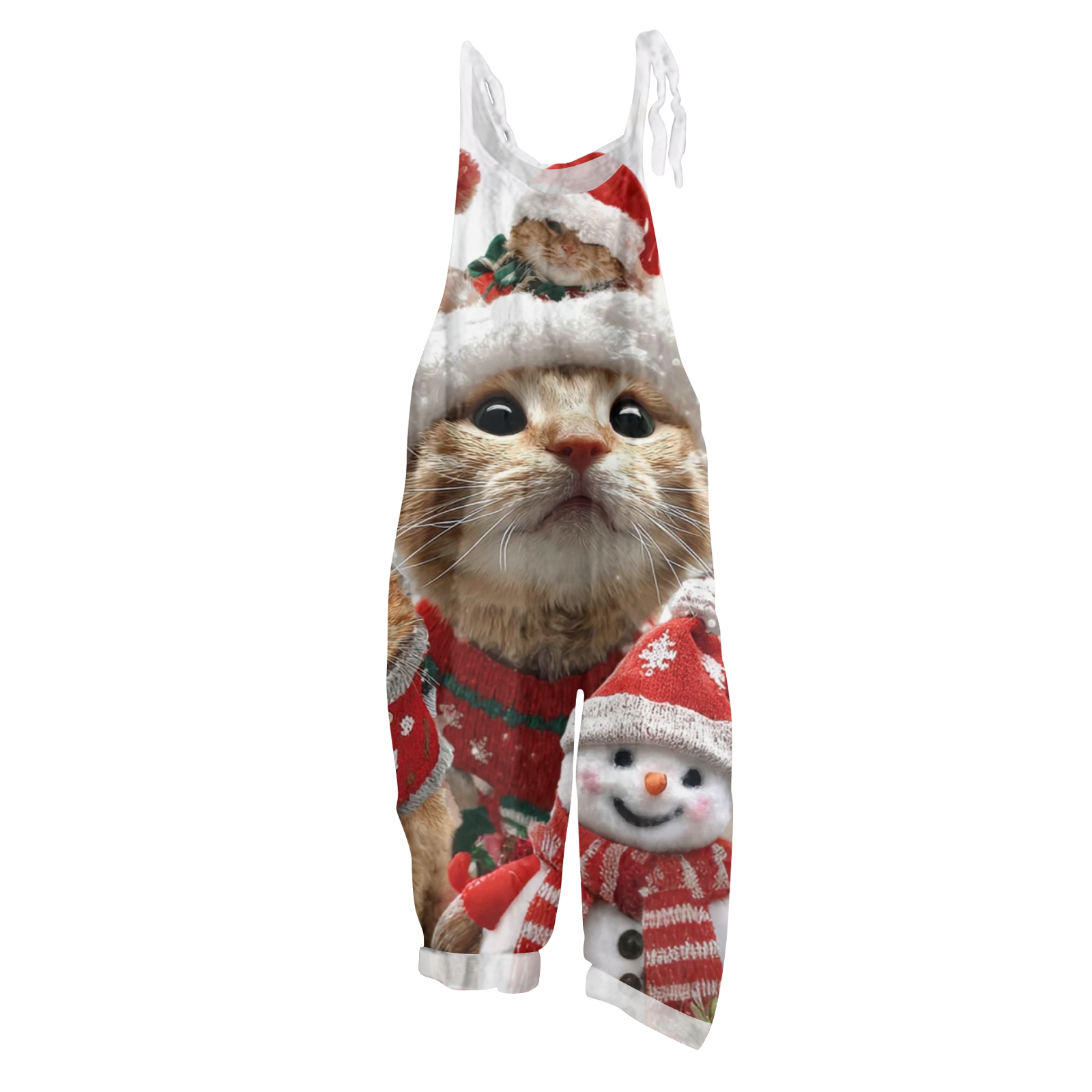 Fgvctg Christmas Overalls for Women Wide Leg Adjustable Xmas Print ...
