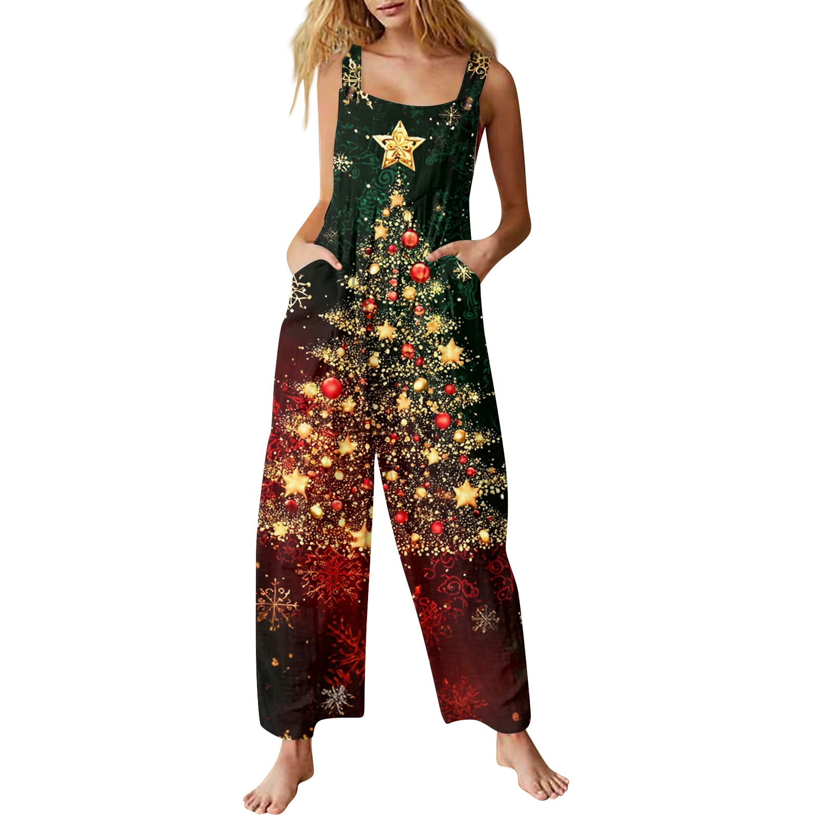 Fgvctg Christmas Overalls for Women Wide Leg Festival Women Overalls ...