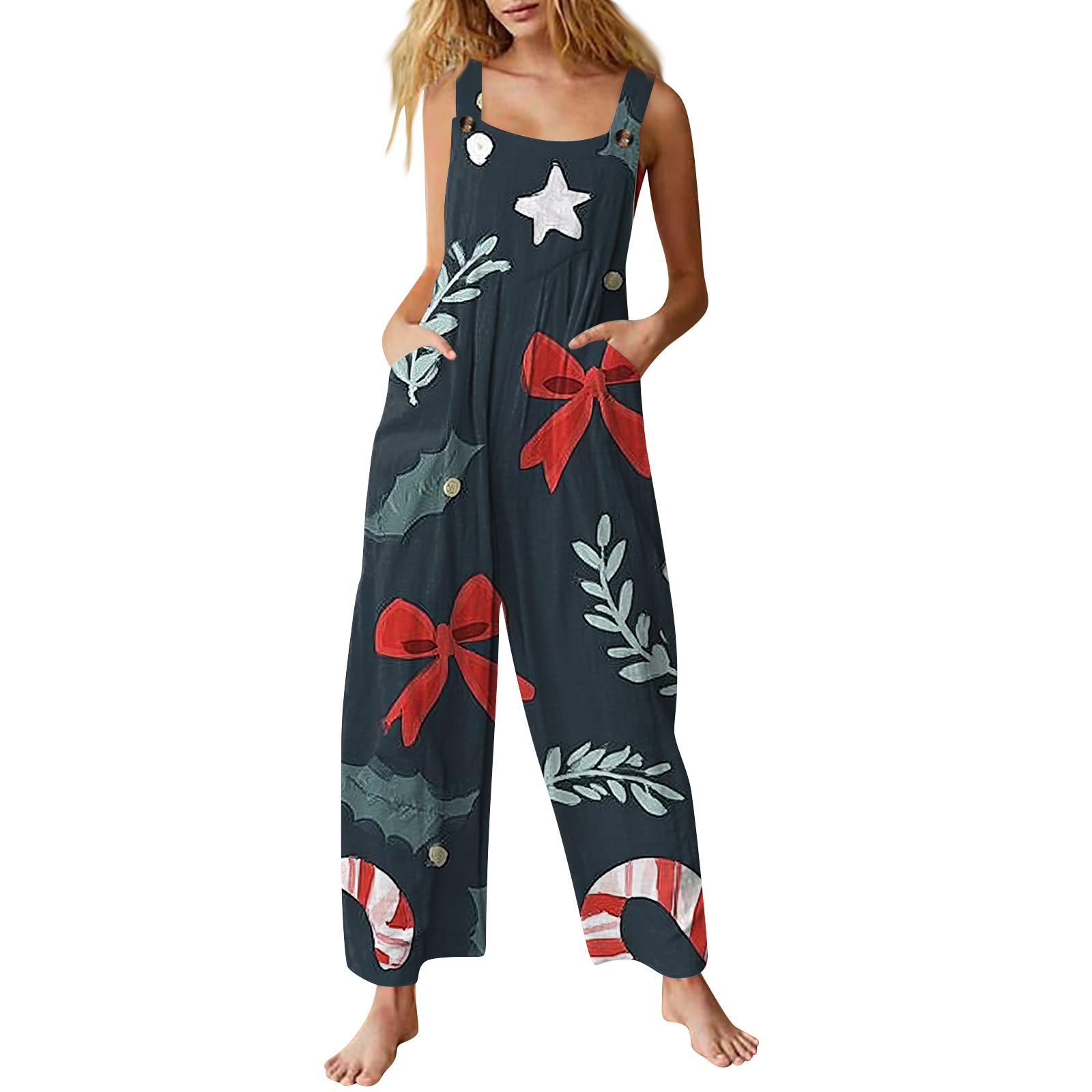 Fgvctg Christmas Overalls for Women Wide Leg Trendy Women Overalls Xmas ...
