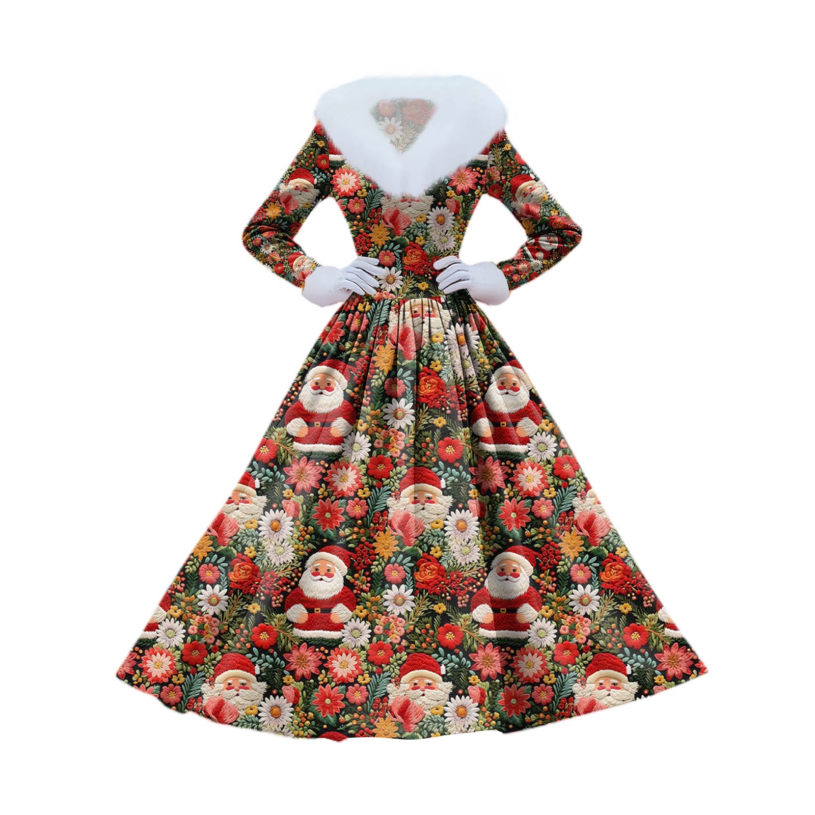 Fgvctg Christmas Womens Wedding Guest Dress Formal Santa Tree Snowflake ...