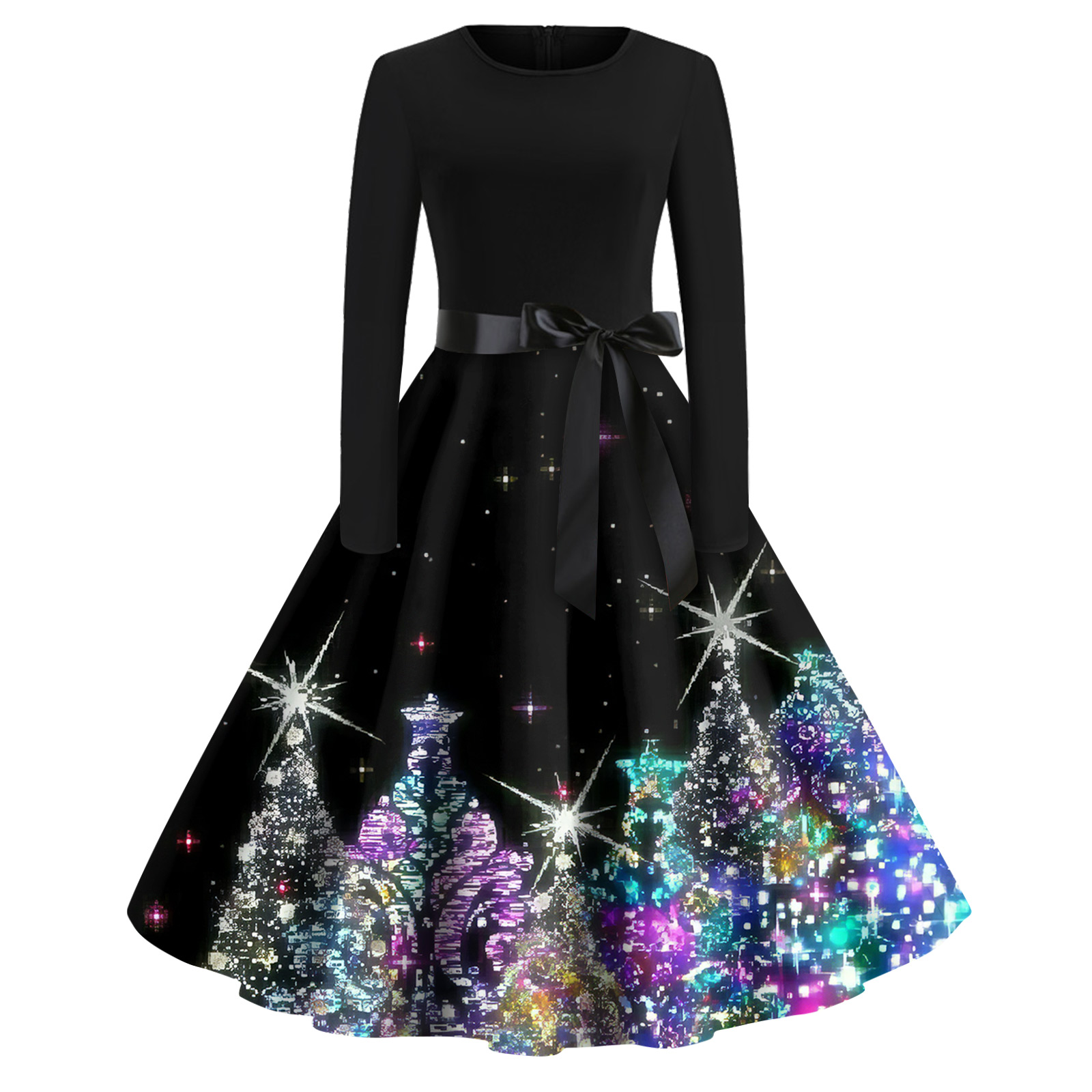 Fgvctg Christmas Womens Wedding Guest Dress Formal Santa Tree Snowflake ...
