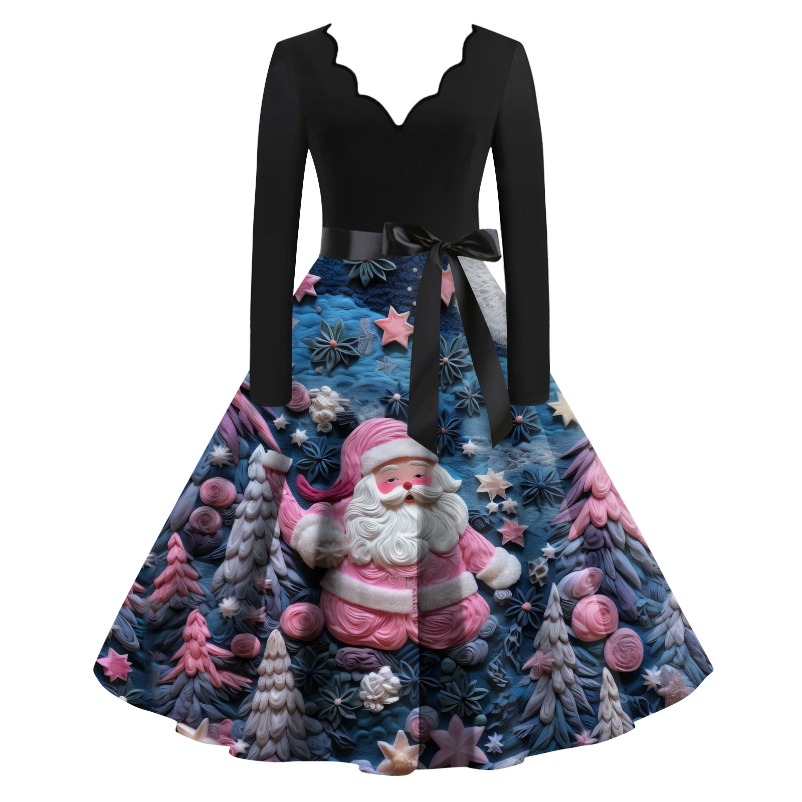 Fgvctg Christmas Womens Wedding Guest Dress Formal Santa Tree Snowflake ...