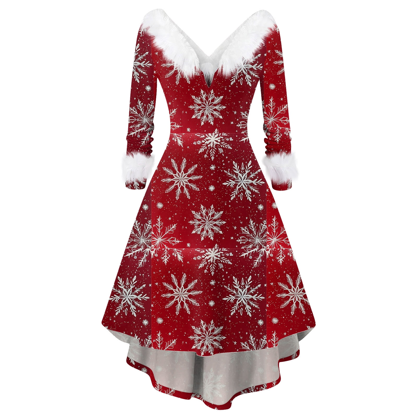 Fgvctg Christmas Womens Wedding Guest Dress Formal Ugly Furry V-Neck ...