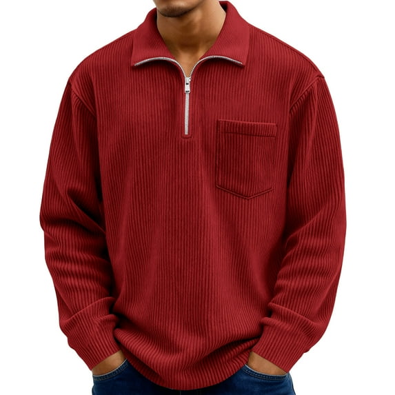 Fgvctg Corduroy Sweatshirts for Men Soft Stand Collar Sweatshirts ...