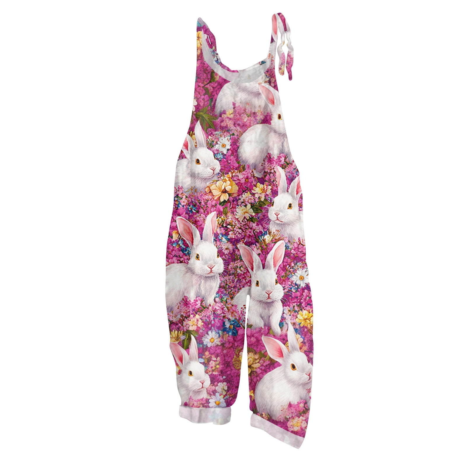 Fgvctg Easter Jumpsuits for Women Wide Leg Pant Easter Eggs Spaghetti ...