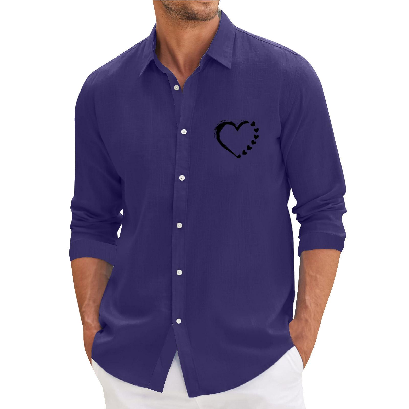 Fgvctg Long Sleeve Button Down Shirts for Men V Neck Blouses Casual ...