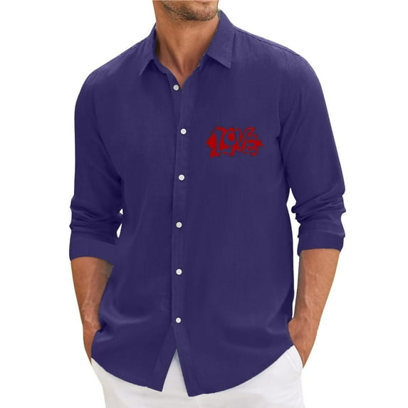 Fgvctg Long Sleeve Shirts for Men Button Down Cotton Shirts Collared ...