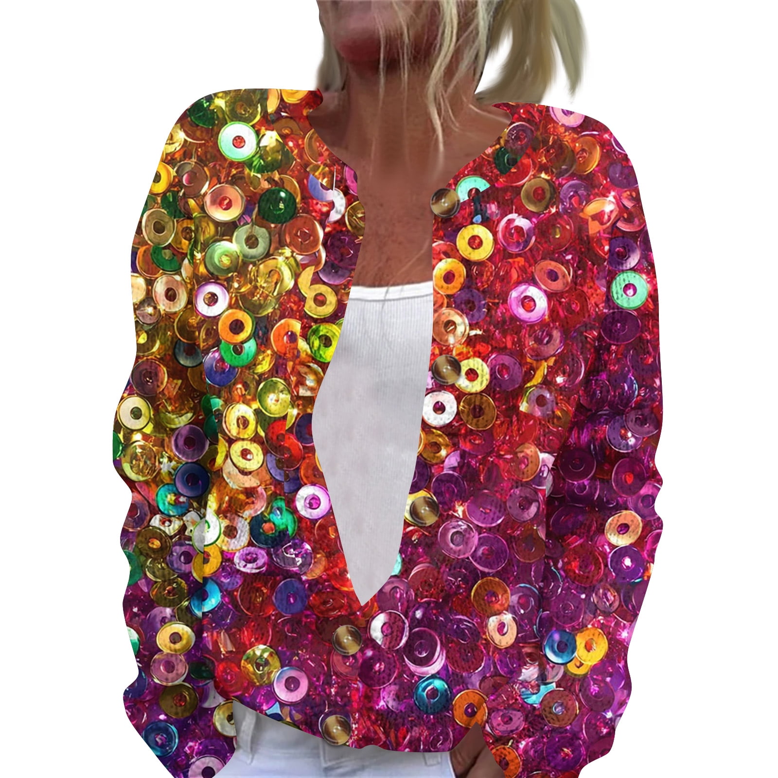 Fgvctg Mardi Gras Cardigan Sweaters for Women Aesthetic Carnival Party ...
