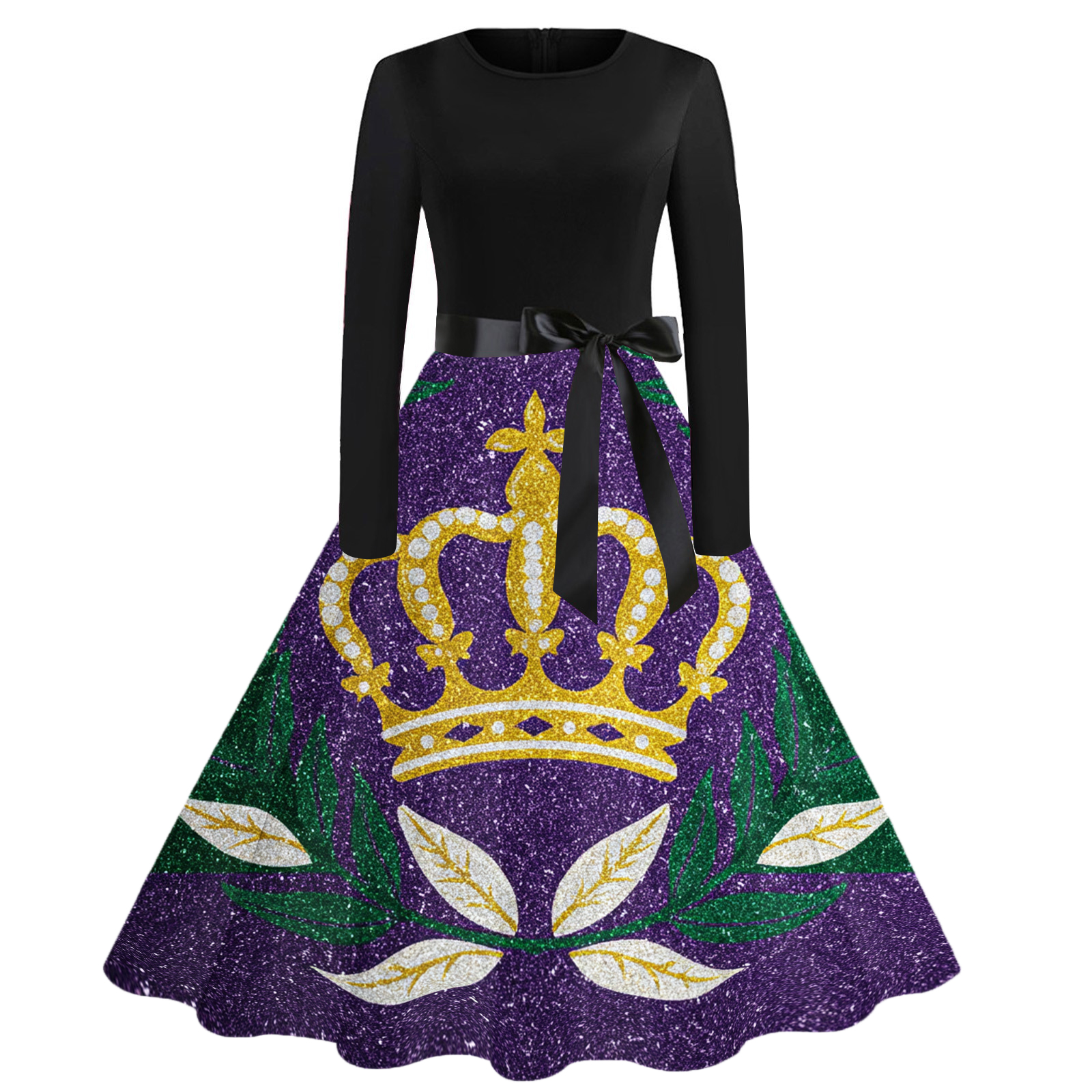 Fgvctg Mardi Gras Dress Party for Women Carnival Crewneck Cocktail ...