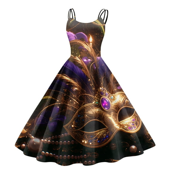Fgvctg Mardi Gras Dress Party for Women Carnival Crewneck Cocktail ...