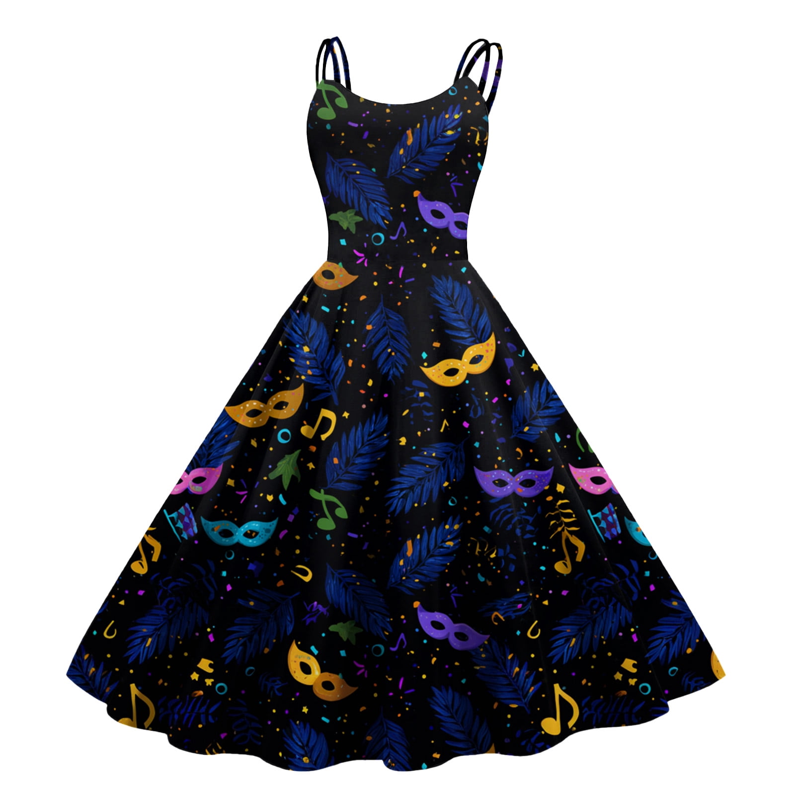 Fgvctg Mardi Gras Dress Party for Women Retro Cocktail 1950s Tea Dress ...