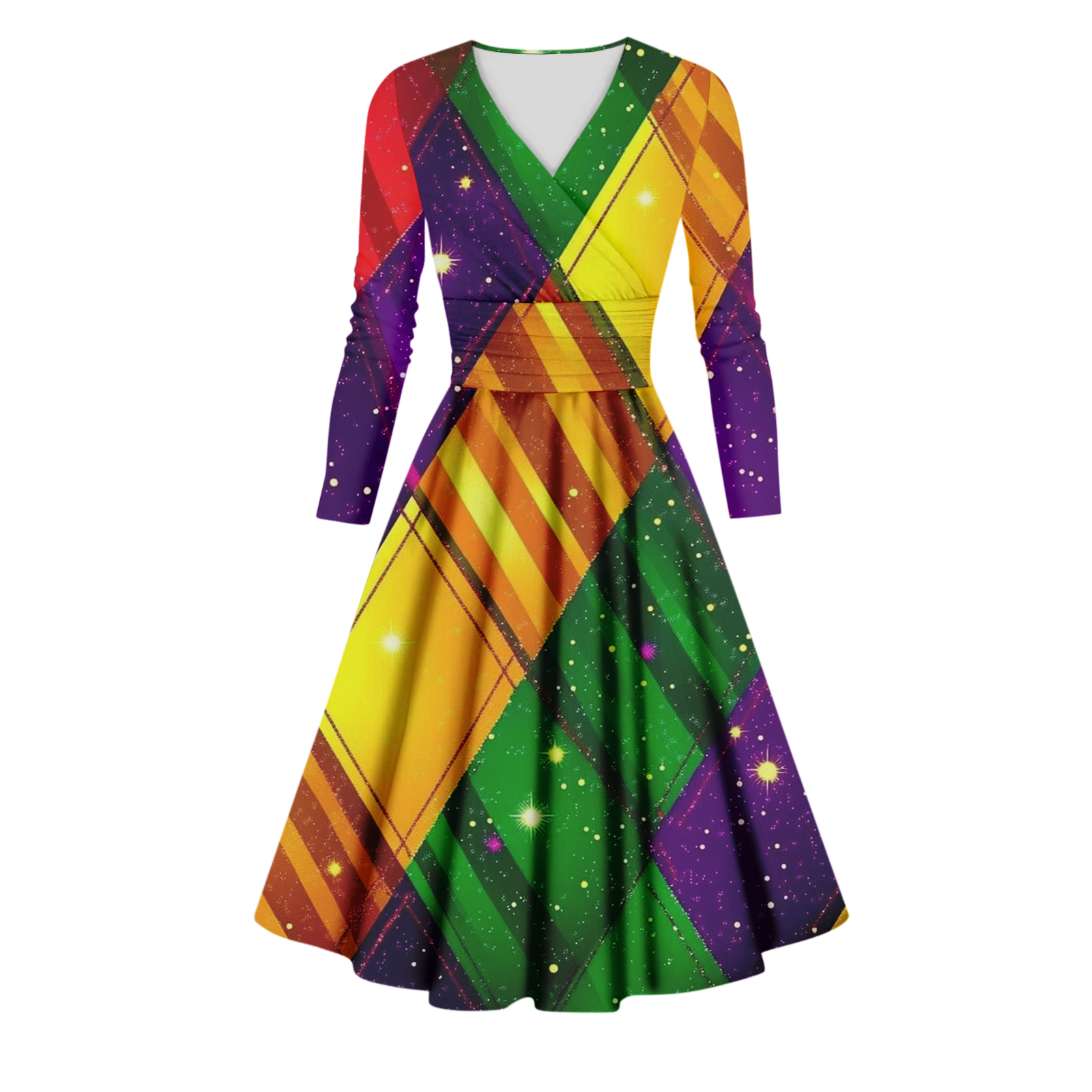 Fgvctg Mardi Gras Dress Party for Women Retro Cocktail 50s Tea Dress ...