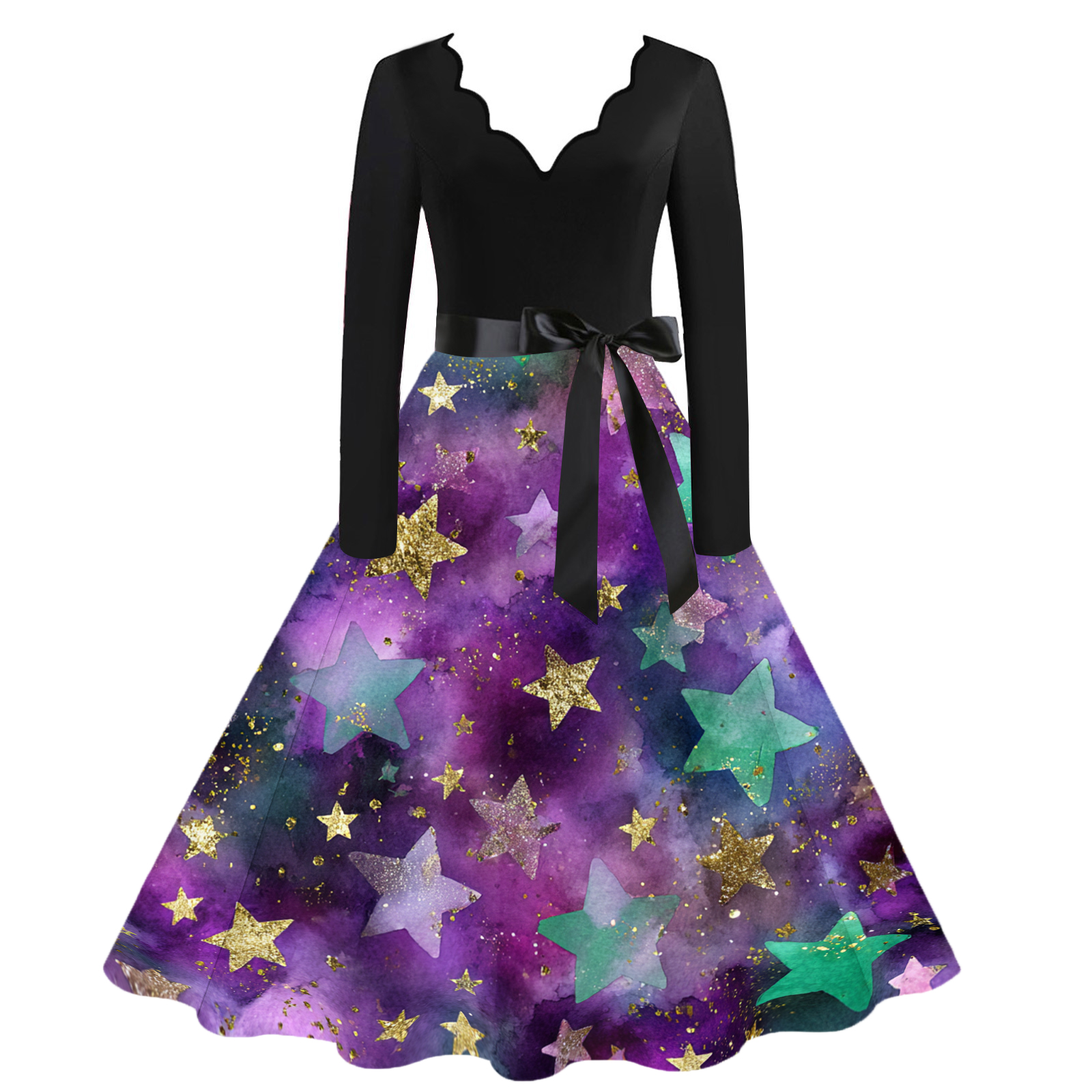 Fgvctg Mardi Gras Dress for Women Retro Cocktail 1950s Dresses Glitter ...