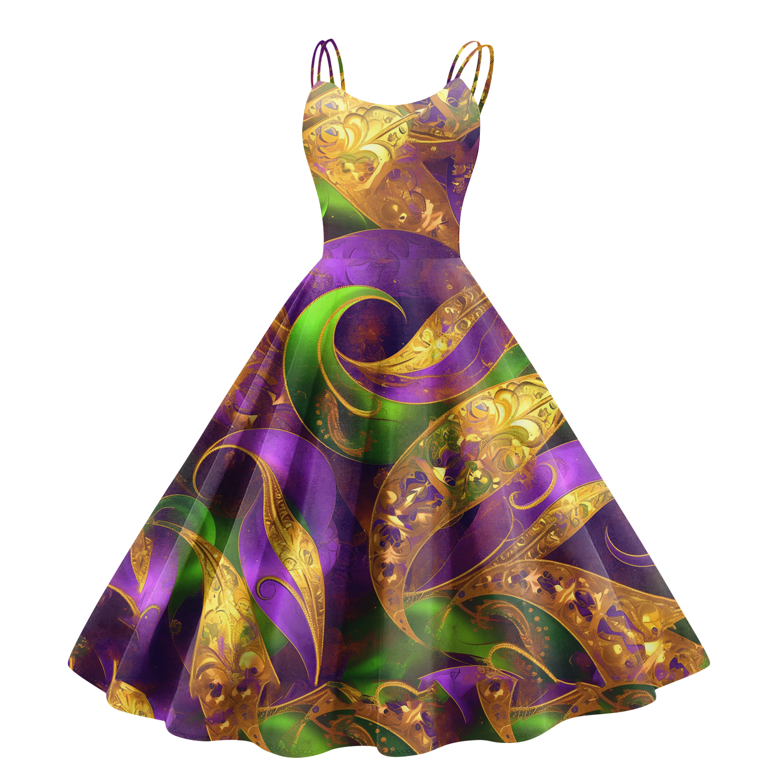 Fgvctg Mardi Gras Dress for Women Retro Cocktail 50s Tea Dress Glitter ...