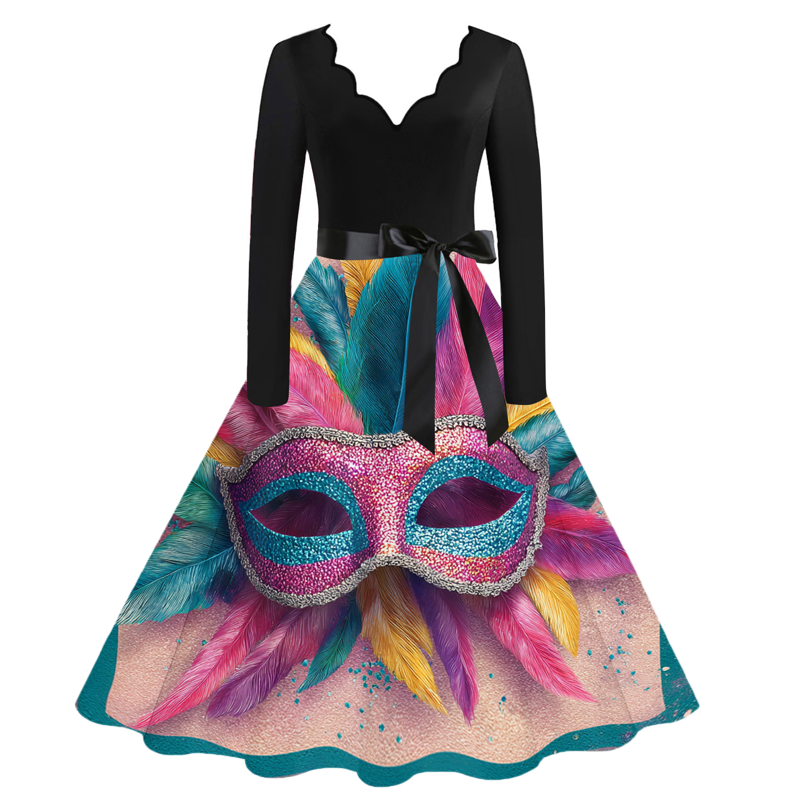 Fgvctg Mardi Gras Dresses Cocktail for Women Carnival V Neck Cocktail ...