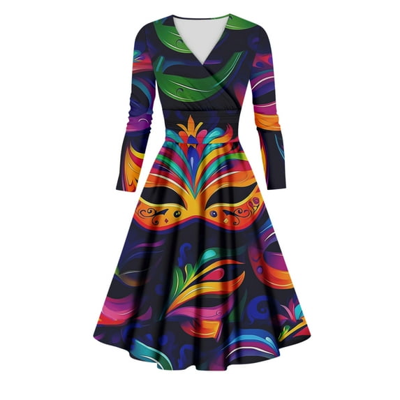 Fgvctg Mardi Gras Dresses Cocktail for Women Carnival V Neck Cocktail ...