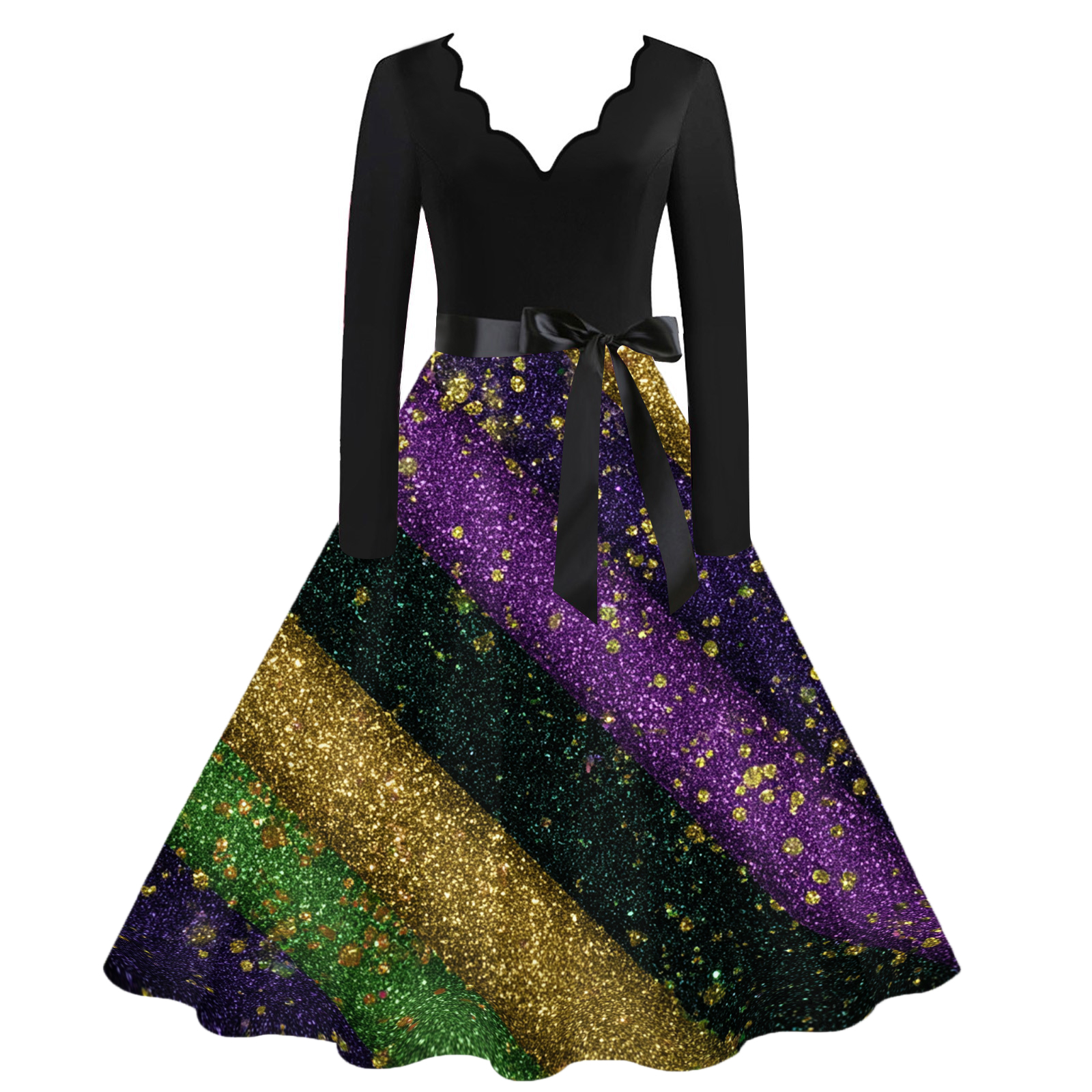 Fgvctg Mardi Gras Dresses Cocktail for Women Glitter Mask Print ...