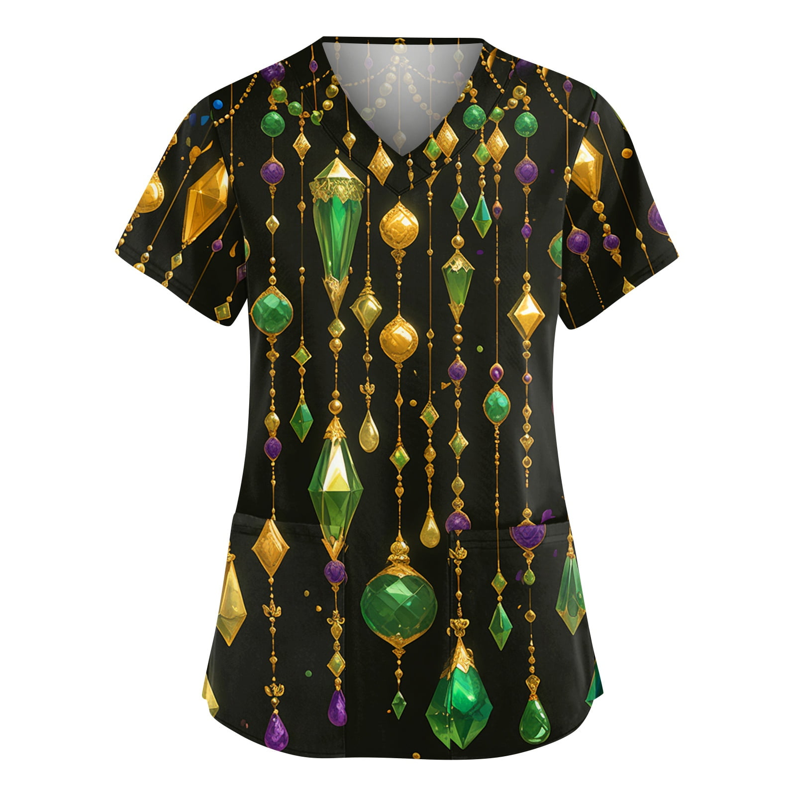 Fgvctg Mardi Gras Scrub Tops for Women Novelty Carnival Party Mask ...