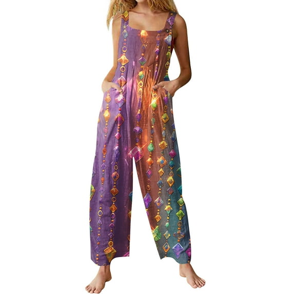 Fgvctg Mardi Gras Womens Overalls Wide Leg Pant Carnival Party ...