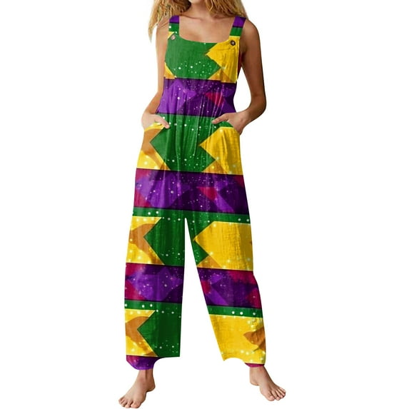 Fgvctg Mardi Gras Womens Overalls Wide Leg Pant Cute Mask Print ...