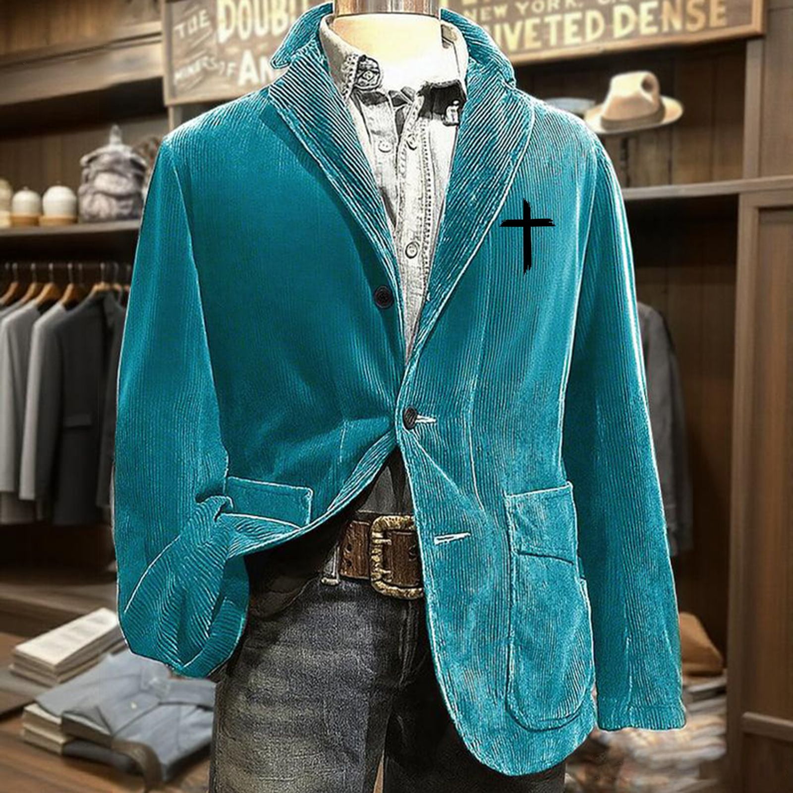 Fgvctg Mens Blazer Jacket Lapel Corduroy Slim Fit Blazers Suit Button ...