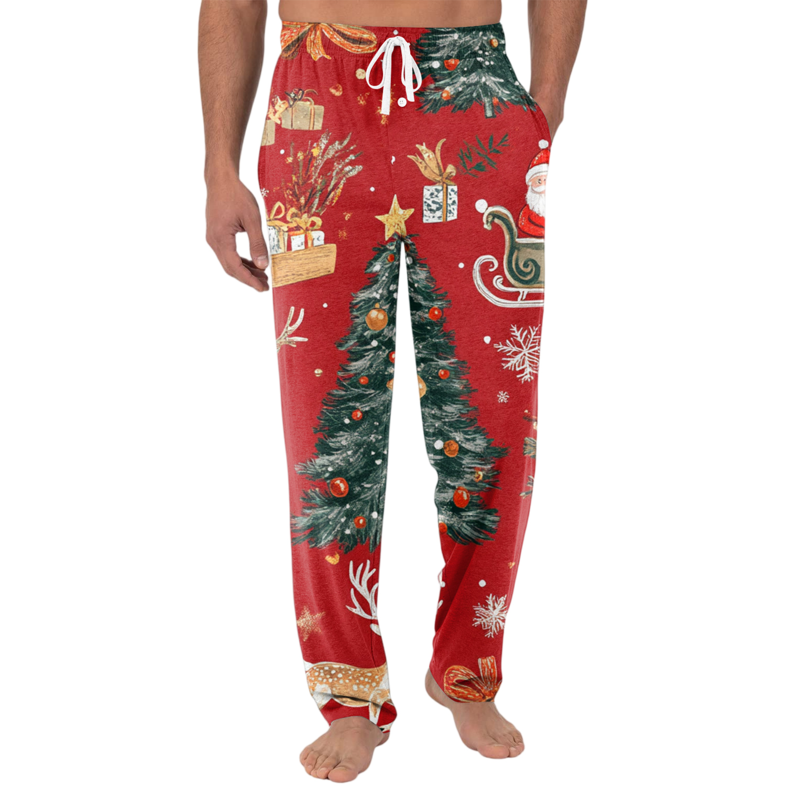 Fgvctg Mens Christmas Pajamas Drawstring Fall Pajama Bottoms ...