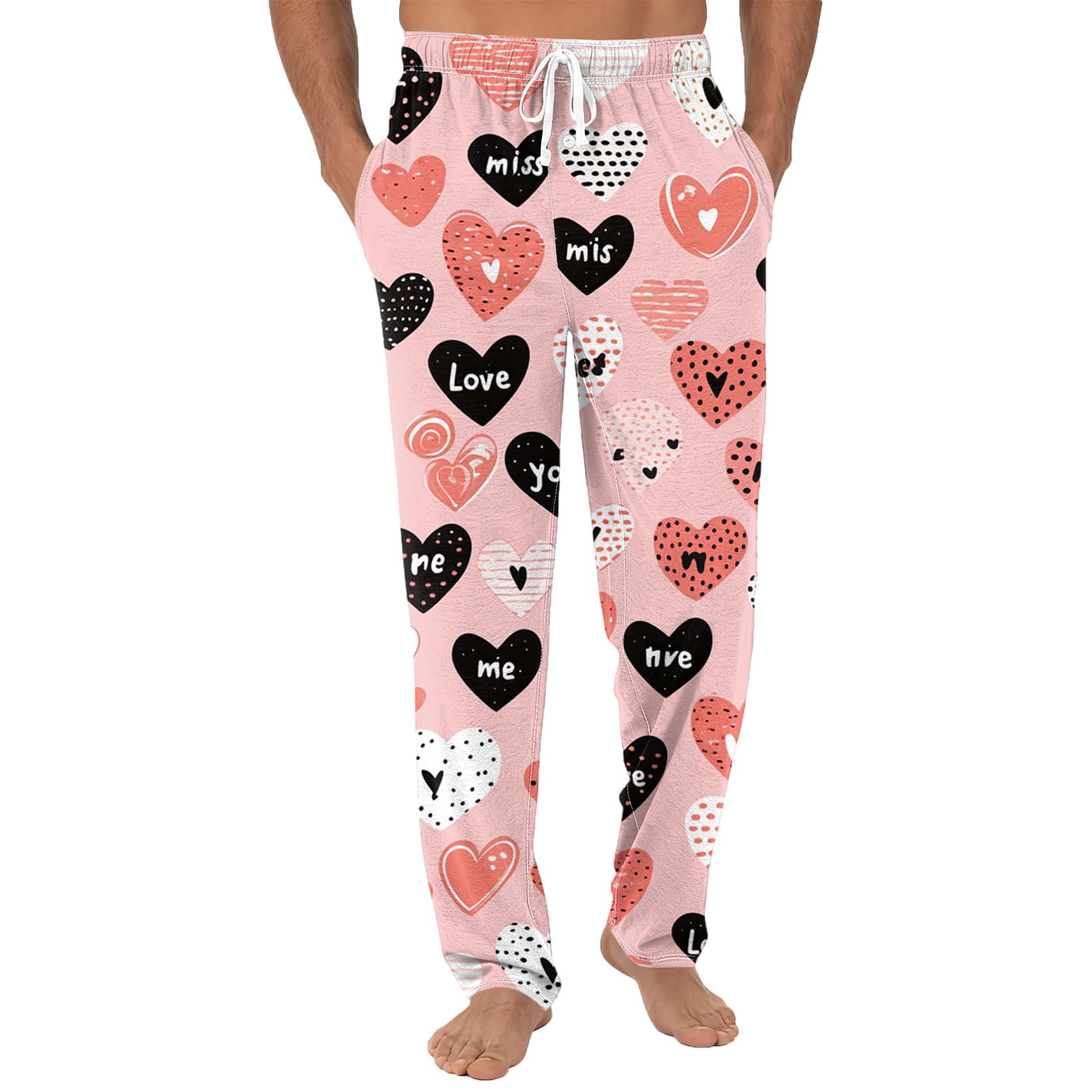 Fgvctg Mens Pajama Pants Valentine's Day Stretch Wide Leg Sleepwear ...