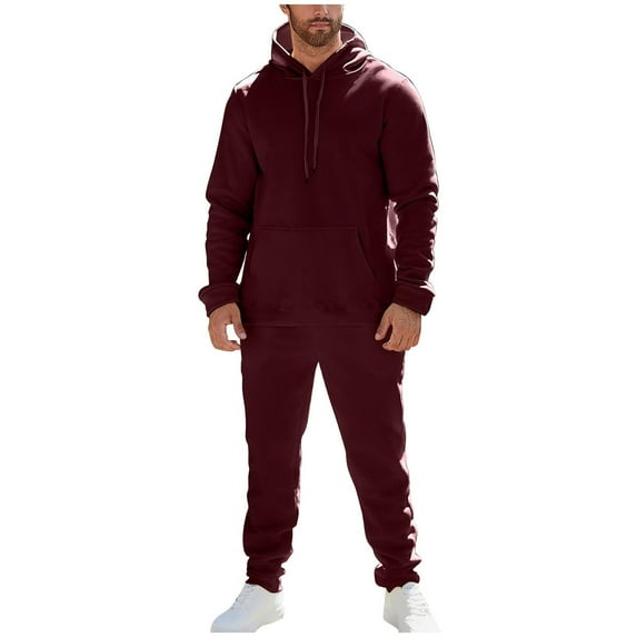 Fgvctg Mens Sweatsuits Set 2 Piece Winter Lounge Hoodies Cozy Fleece Sweatsuits Plus Size Jogger ...