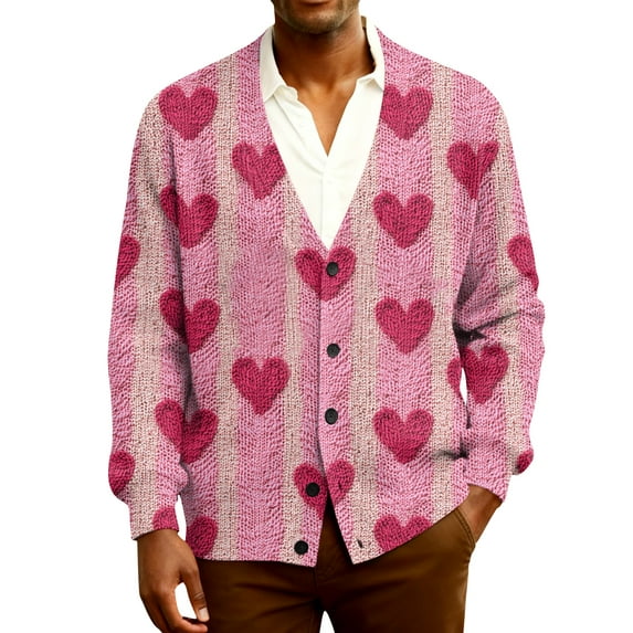 Fgvctg Oversized Sweaters for Men Valentine's Day Love Heart Print ...