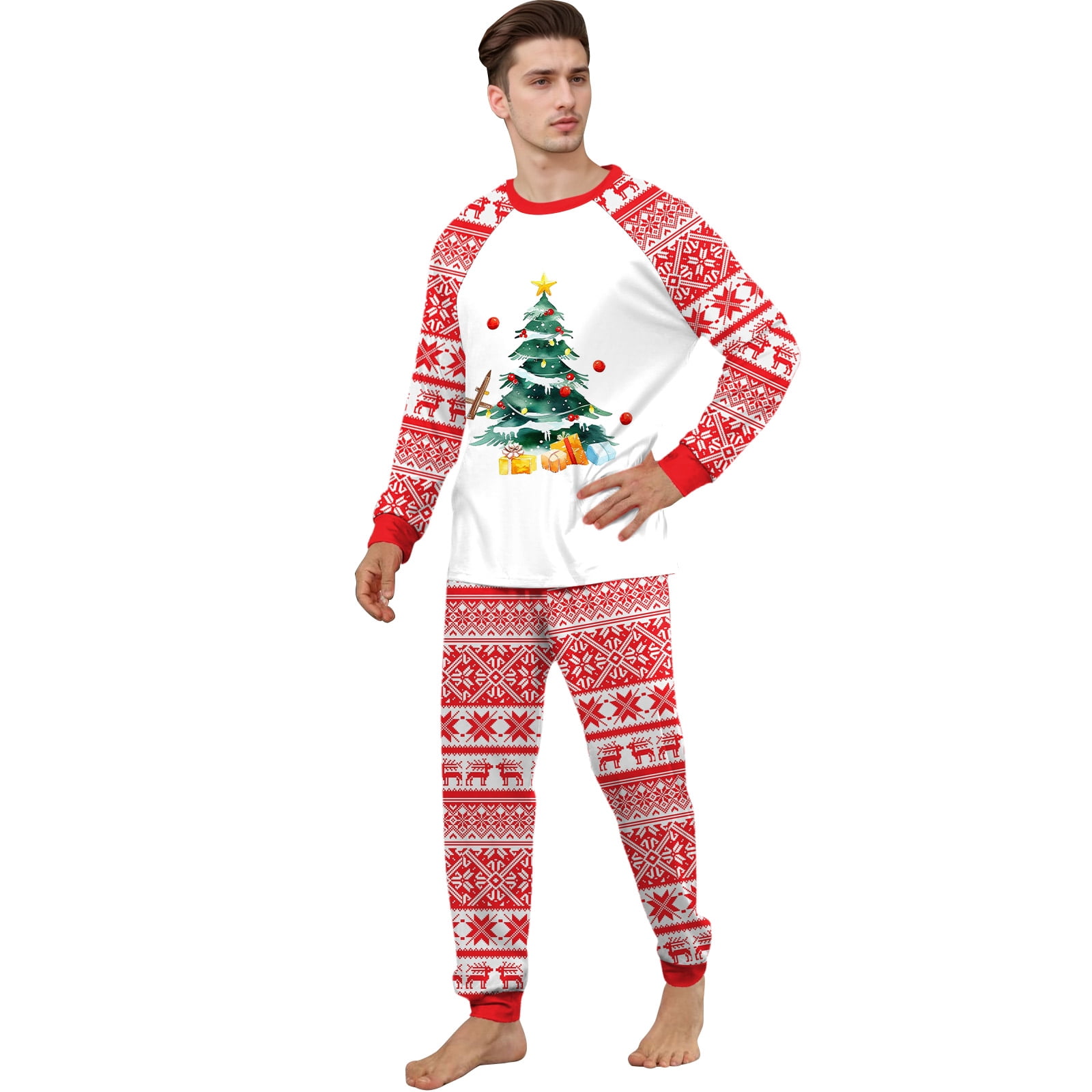 Fgvctg Plus Size Christmas Family Pajamas Holiday Cute Couples Pajama ...