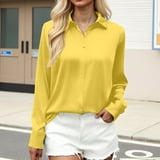 Fgvctg Satin Blouses For Women Silk Fancy Solid Color Long Sleeve Tops ...