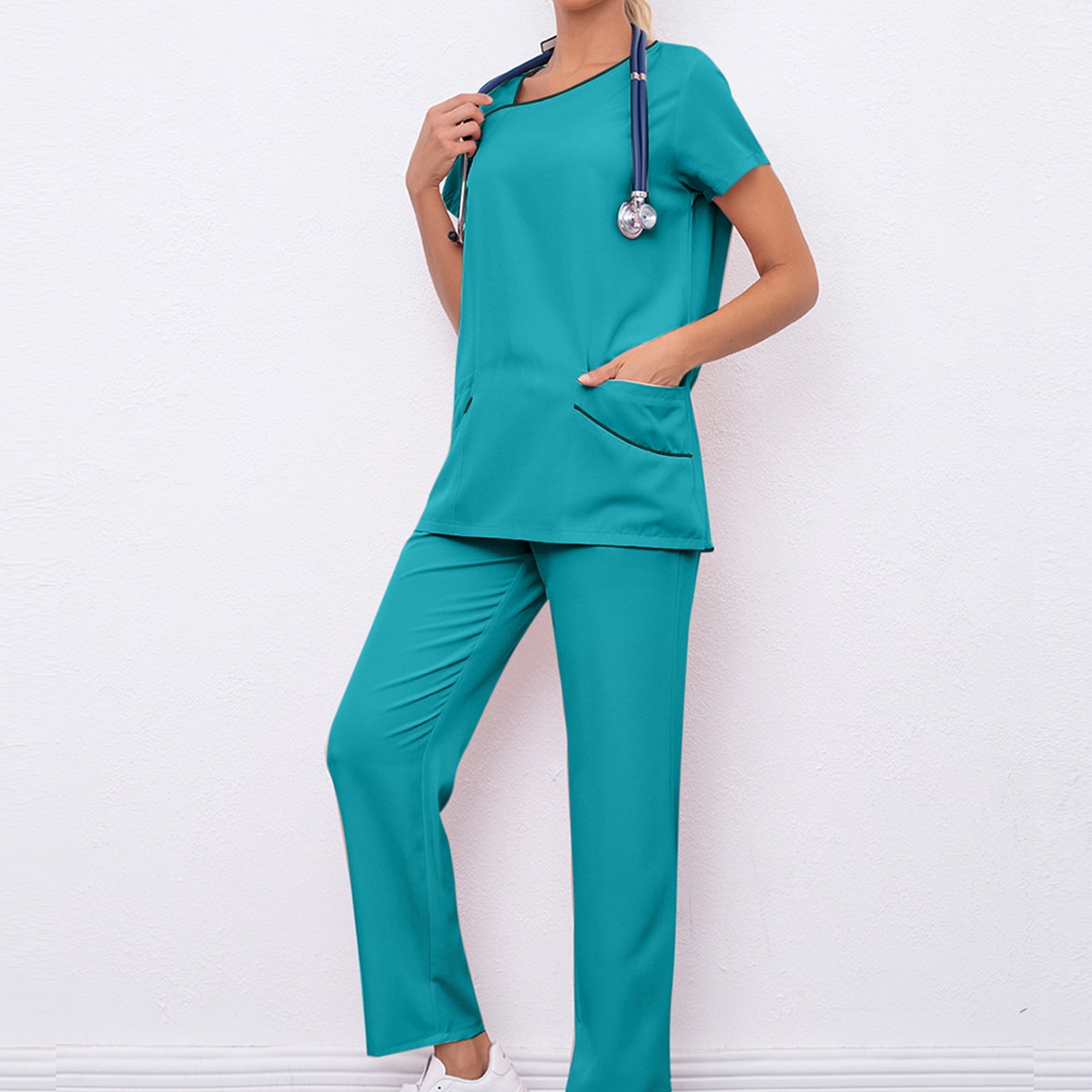 Fgvctg Scrub Sets for Woman Plus Size Medical Scrub Sets Stretchy V ...