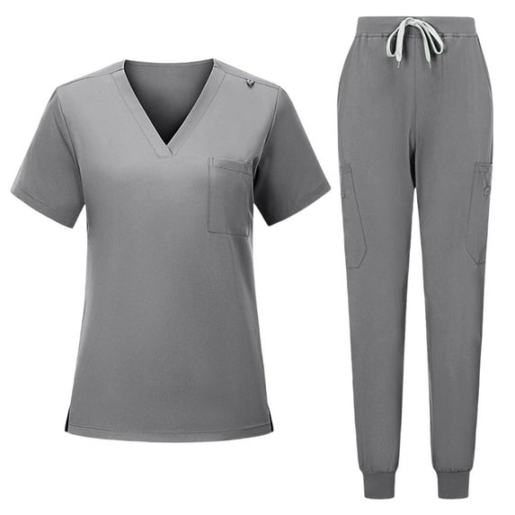 Fgvctg Scrubs Sets for Women Plus Size Nursing Uniforms Petite V-Neck ...