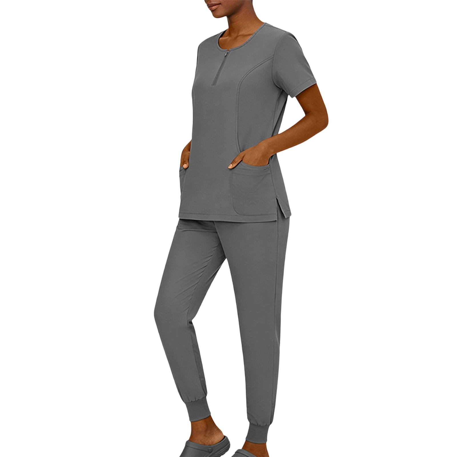 Fgvctg Scrubs for Women Set Plus Size Jogger Scrubs Stretchy Crewneck ...