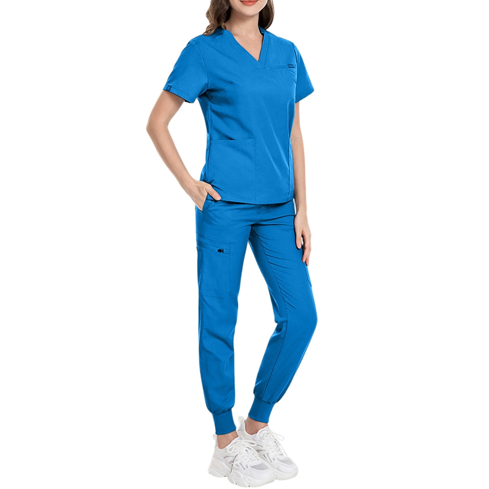 Fgvctg Scrubs for Women Plus Size Nursing Uniforms Stretchy V-Neck Yoga ...