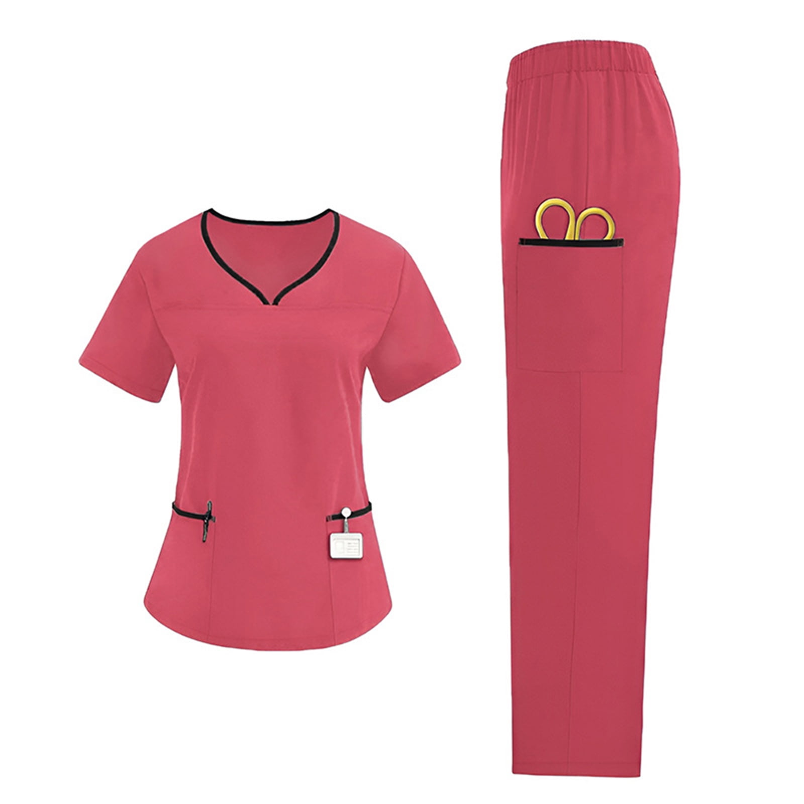 Fgvctg Scrubs for Women Plus Size Scrub Set Stretchy V-Neck Yoga Scrub ...